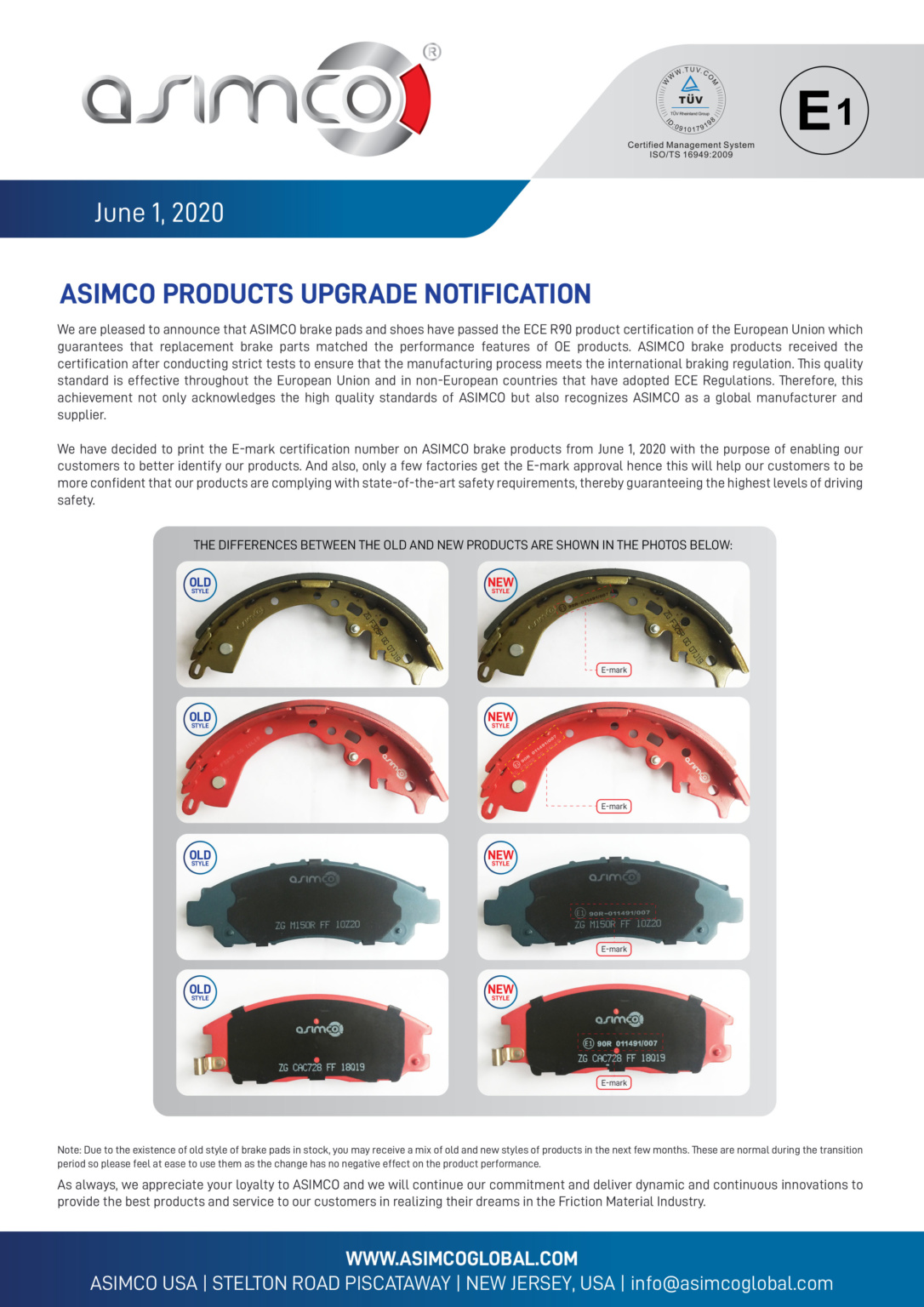 ASIMCO Products Upgrade Notification - ASIMCO